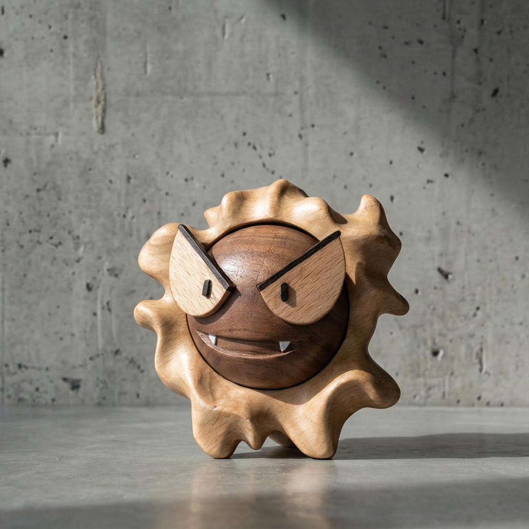 Handcrafted Wooden Gengar Figurine | Solid Wood Anime Collectible ...