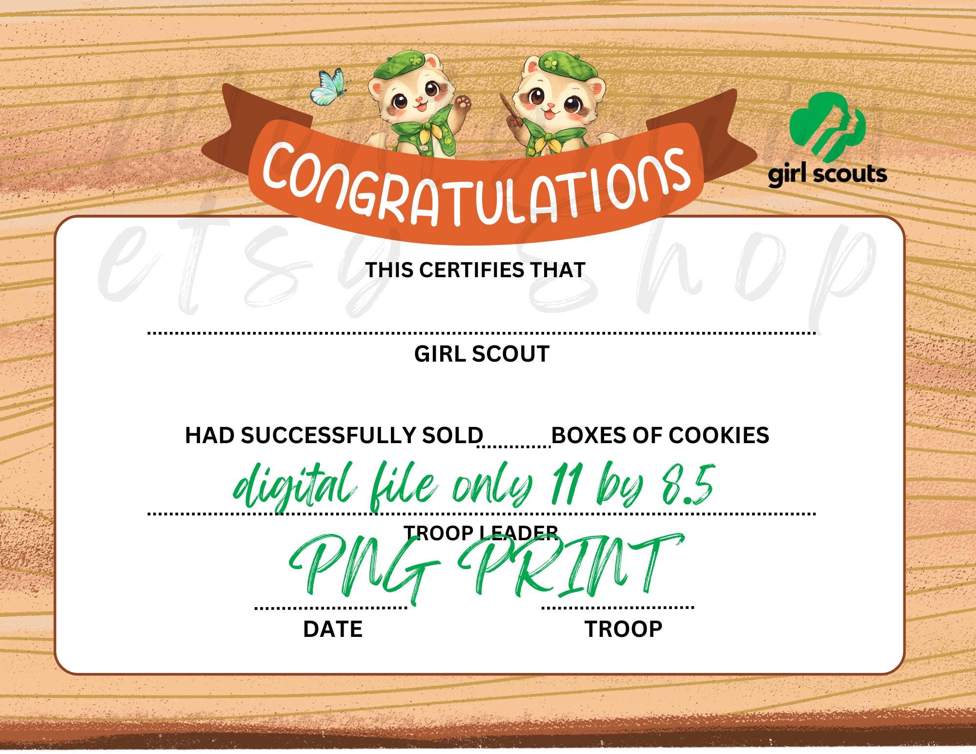 Cookie Sales Award Certificate Printable | PNG File - Etsy
