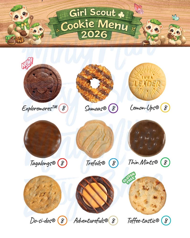 2026 Girl Scout Cookie Menu | 3 Different Price | Blank Price - Etsy Canada