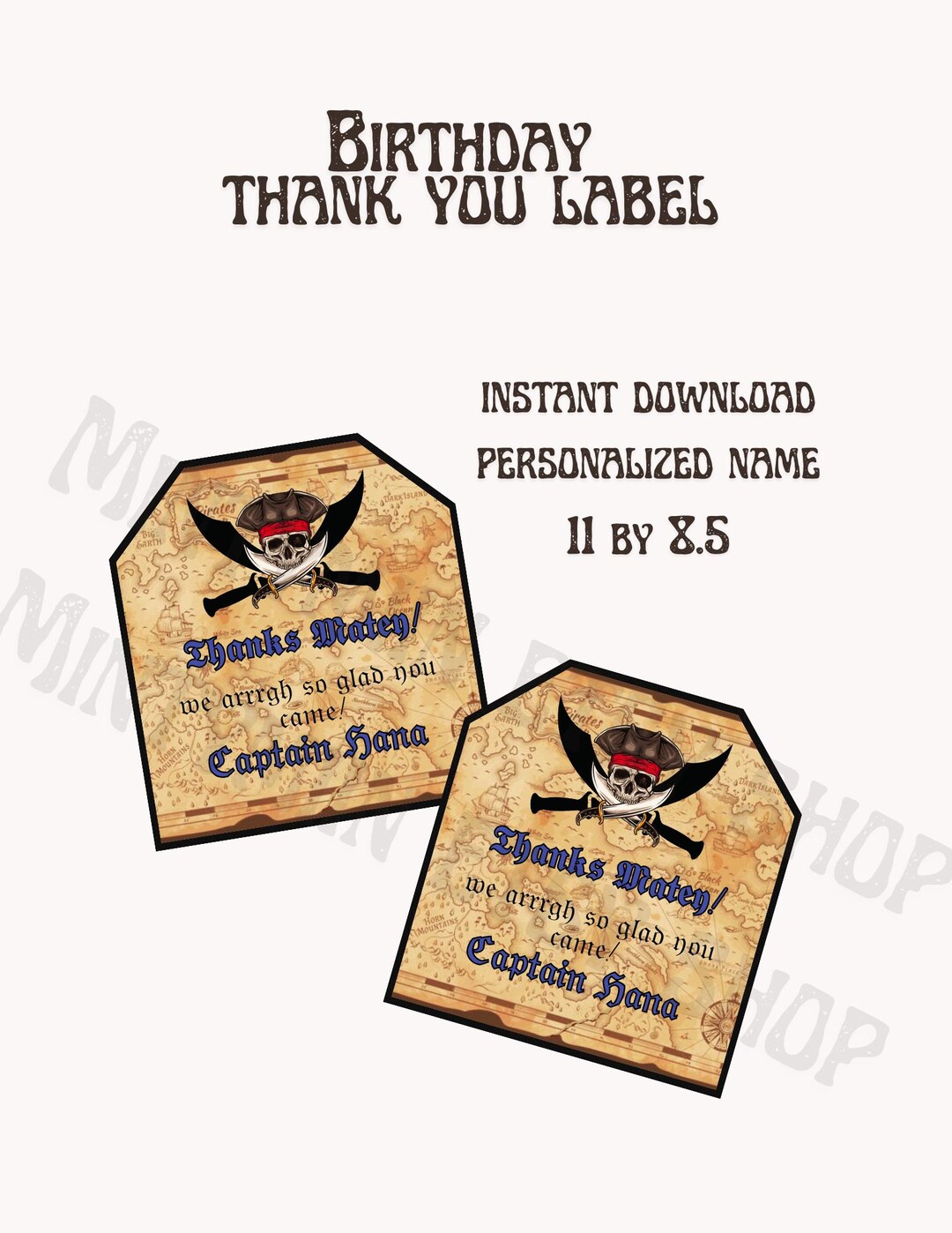 Pirate Birthday | Goody Bag | Label | Pdf File - Etsy