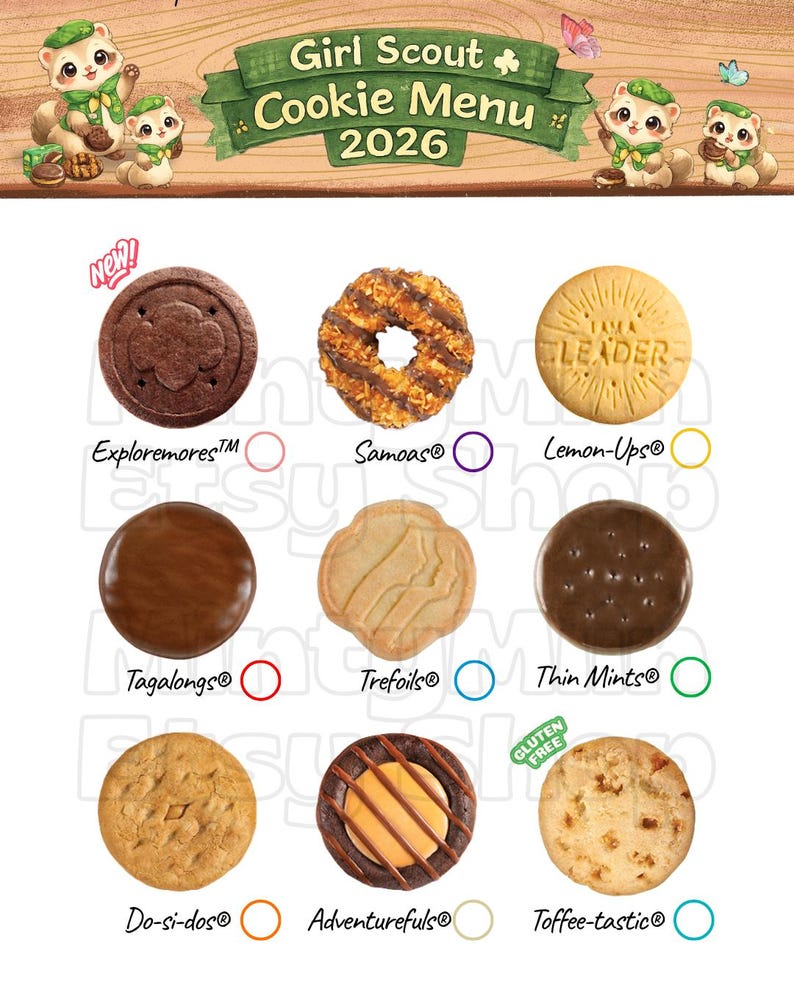 2026 Girl Scout Cookie Menu | 3 Different Price | Blank Price - Etsy Canada
