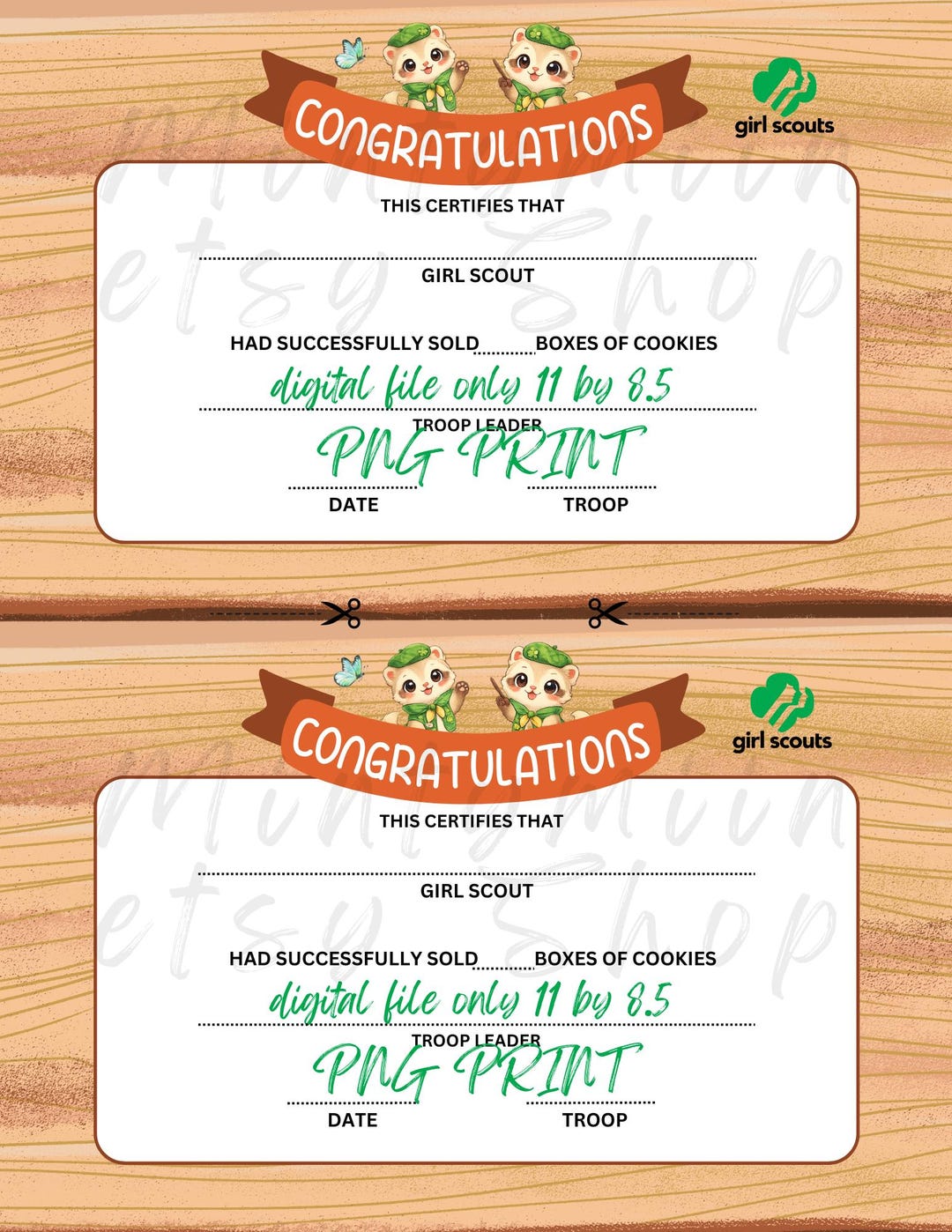 Cookie Sales Award Certificate Printable | PNG File - Etsy