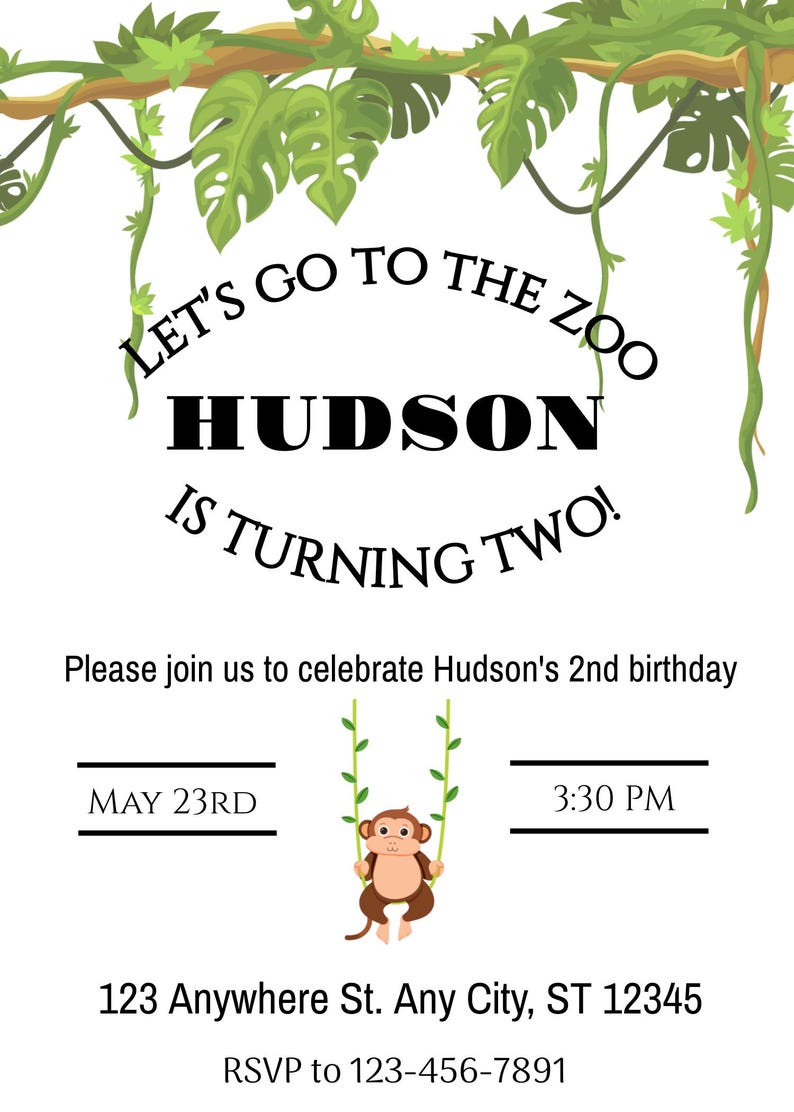 Customizable Let's Go to the Zoo Digital Invitation | Zoo Theme ...