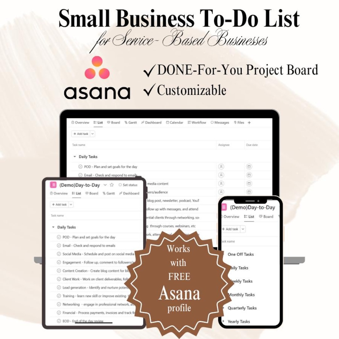 Asana Template for Service-based Small Business to Do List | Daily ...
