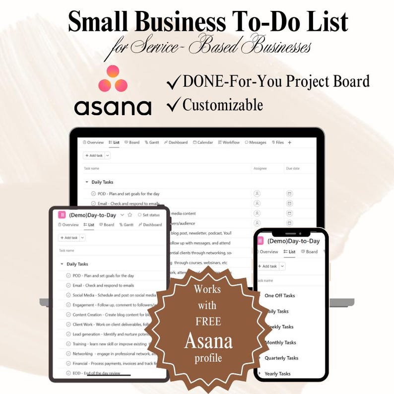 Asana Template for Service-based Small Business to Do List | Daily ...