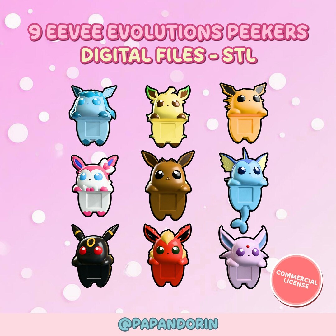 Eevee & Evolutions Peeker / Hipper Charms – DIGITAL 3D FILES ...