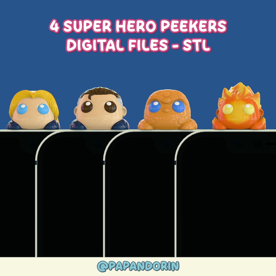 4 Super Hero Hipper / Peeker Charms Bundle - DIGITAL 3D FILES - Etsy