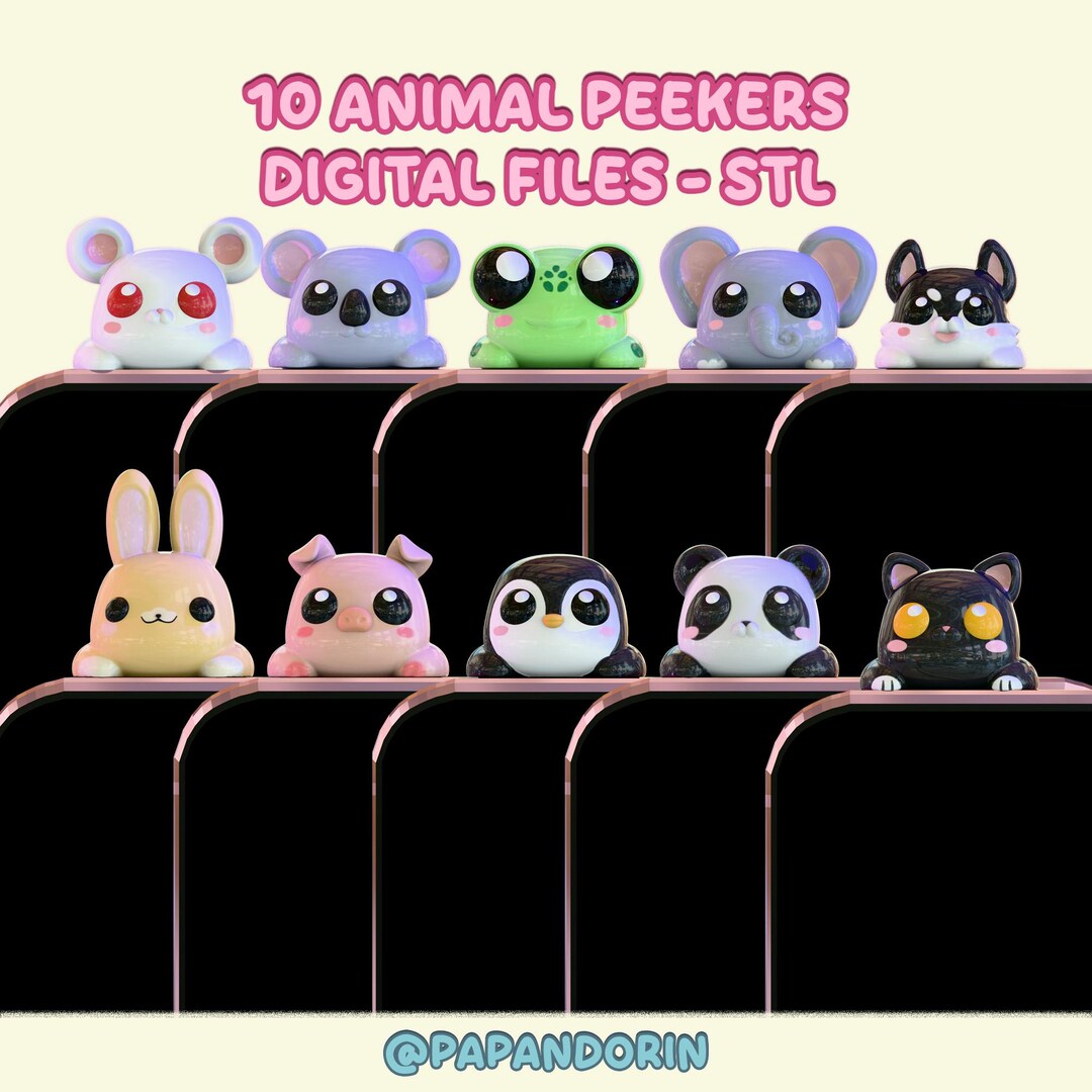 10 Animal Hipper / Peeker Charms Bundle - DIGITAL 3D FILES - Etsy