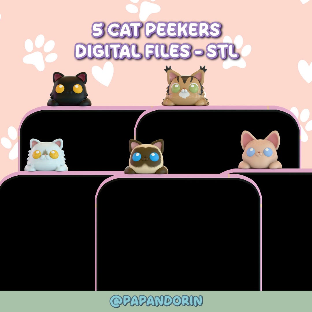 5 Cute Cats Hipper / Peeker Charms Bundle - DIGITAL 3D FILES - Etsy