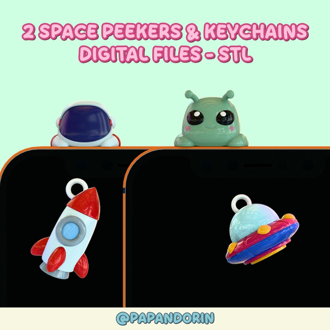 2 Space Hipper / Peeker Charms & 2 Keychains - Etsy