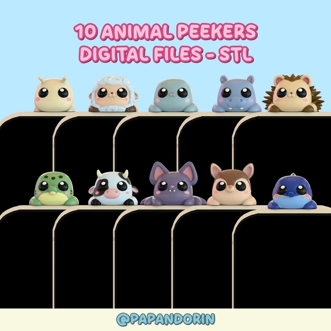 10 Animal Hipper / Peeker Charms Bundle - DIGITAL 3D FILES - Etsy