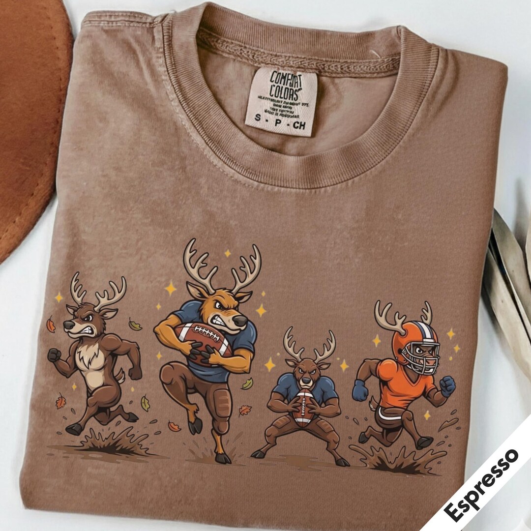 Funny Reindeer Football Shirt Christmas Game Day Top Holiday Sports Tee ...