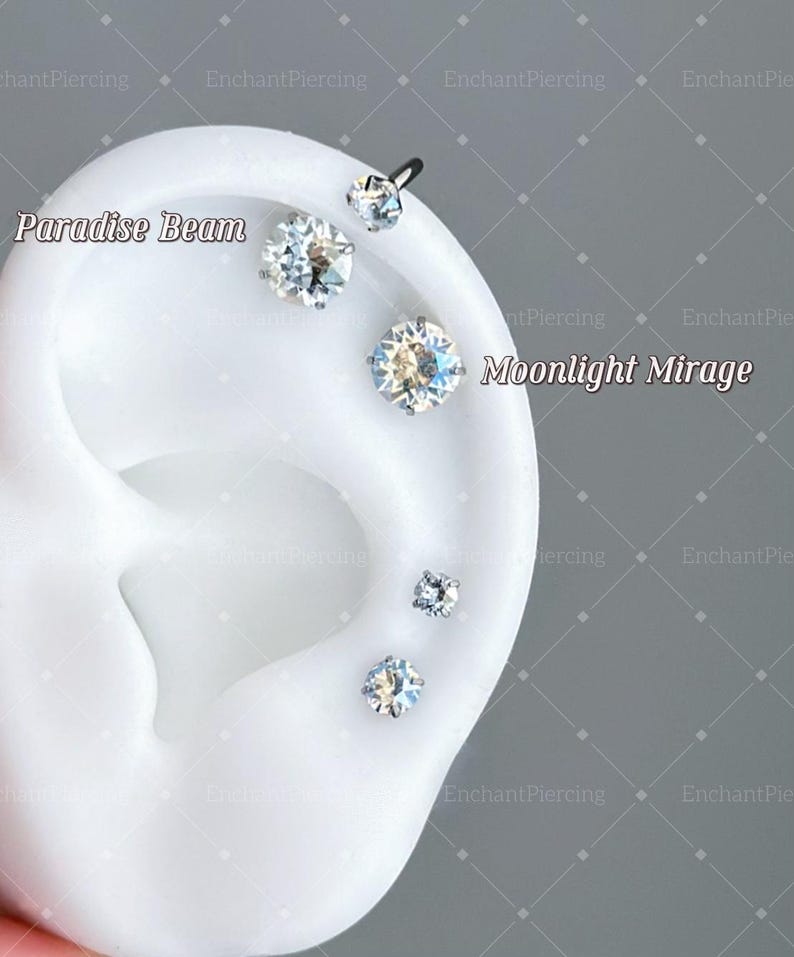 18g Implant Grade Titanium F136 Swarovski Internally Threaded Flat Back ...