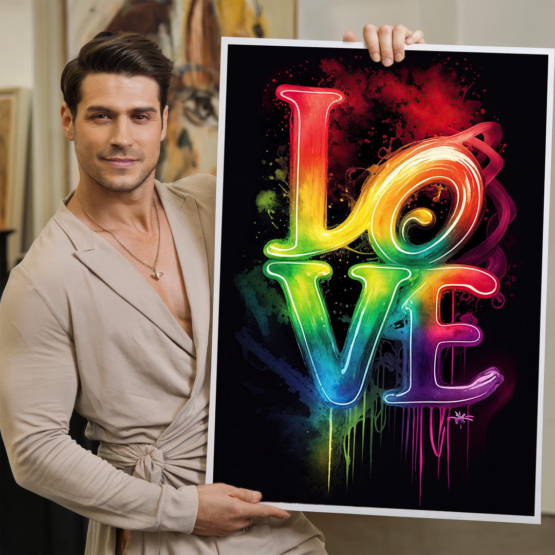 Rainbow LOVE Digital Poster – Graffiti Pride Art Print – Colorful ...