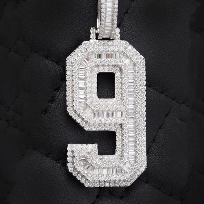 Customize Big Number 9 Name Charm Pendant With Cuban Chain,iced Out ...