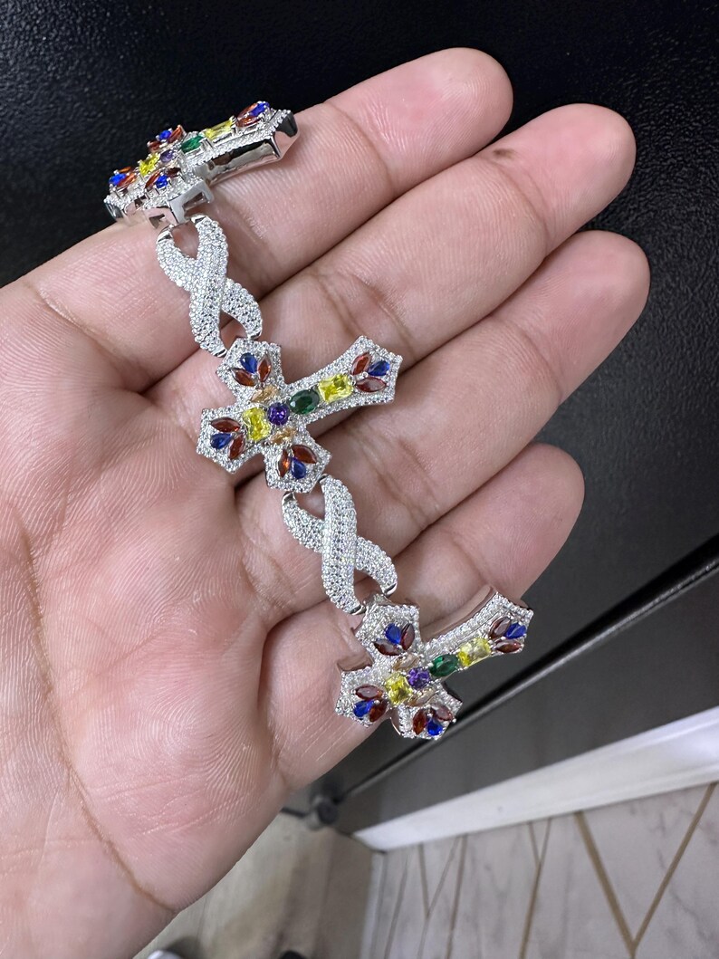 Iced Out Cross Bracelet, Hip Hop Bracelet, Hip Hop Rapper Jewelry ...