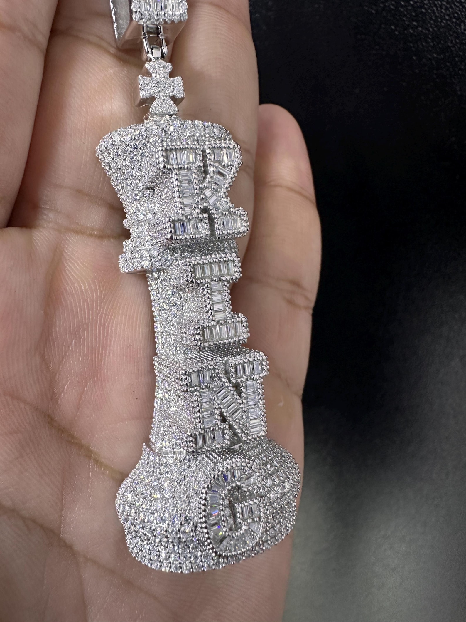 Iced Out King Chess Piece Pendant: 14.77CTW Moissanite, Hip-hop Silver ...