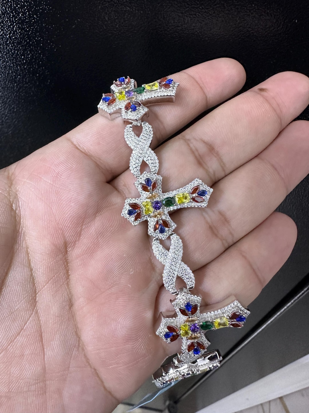 Iced Out Cross Bracelet, Hip Hop Bracelet, Hip Hop Rapper Jewelry ...