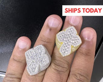 5.00ct Letter Iced Out Ring, VVS Moissanite Diamond Ring, 925 Silver ...