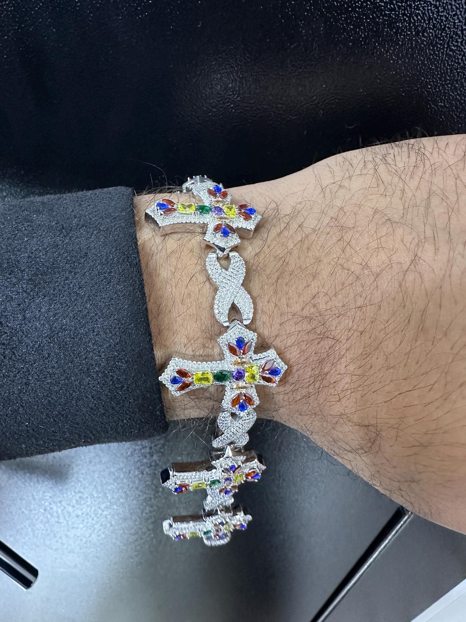 Iced Out Cross Bracelet, Hip Hop Bracelet, Hip Hop Rapper Jewelry ...