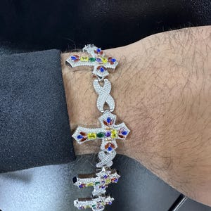 Iced Out Cross Bracelet, Hip Hop Bracelet, Hip Hop Rapper Jewelry ...