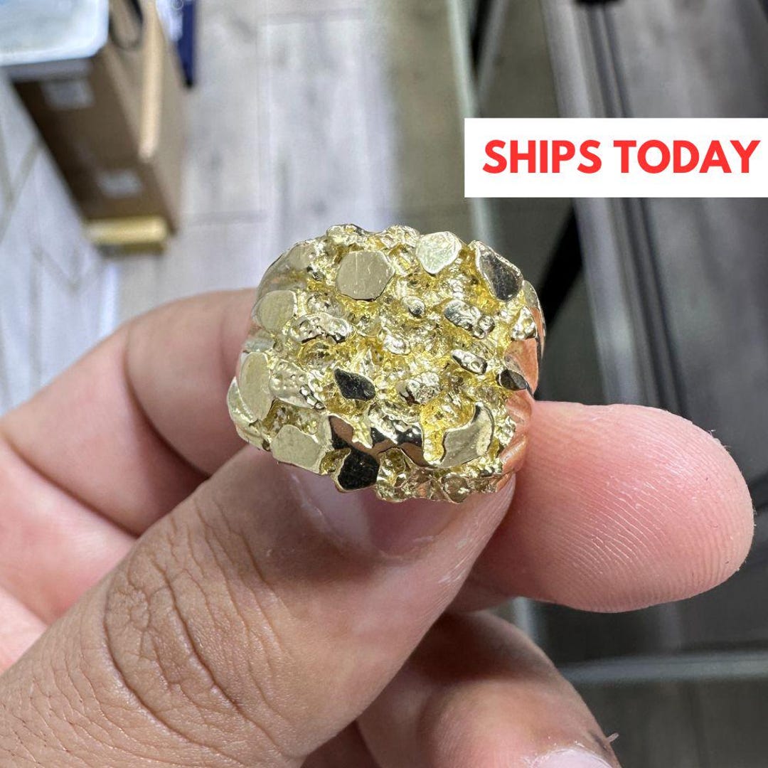 Gold Nugget Ring for Men, Gold Nugget Ring, 14k Heavy Gold 8.7 Grams ...