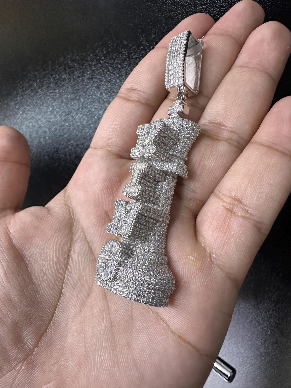 Iced Out King Chess Piece Pendant: 14.77CTW Moissanite, Hip-hop Silver ...