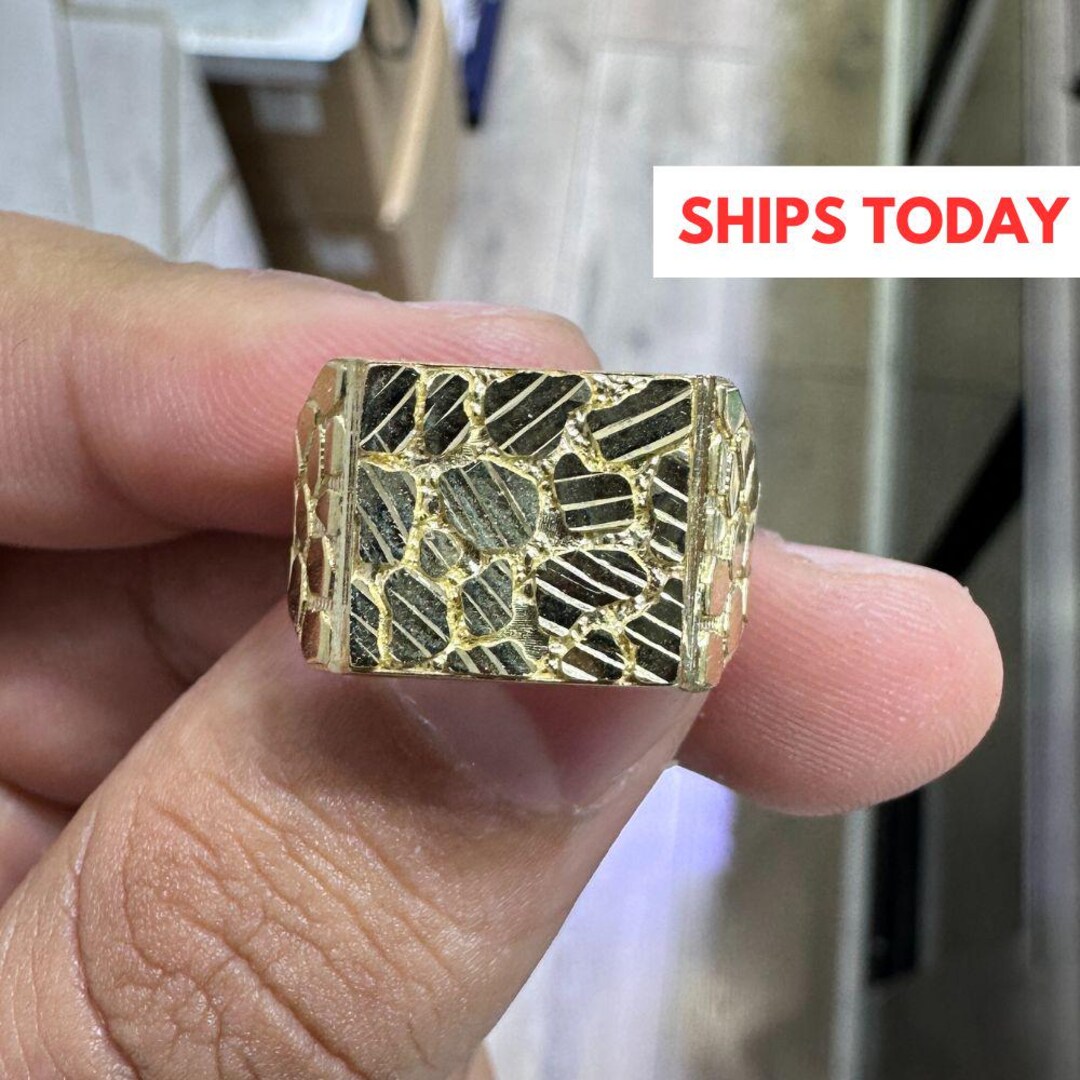 10k Solid Gold Vintage Nugget Band Ring - Unisex Statement Piece - Etsy