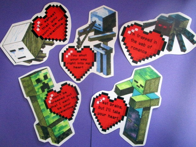 6 Building Block Video Game Valentines With Envelopes - Etsy