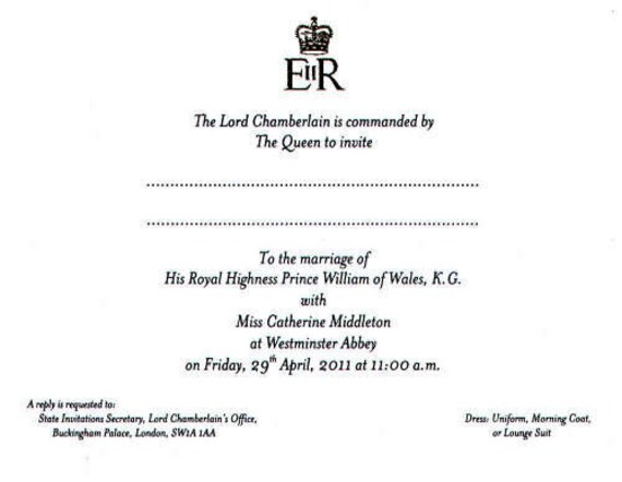 Prince William Wedding Invitation