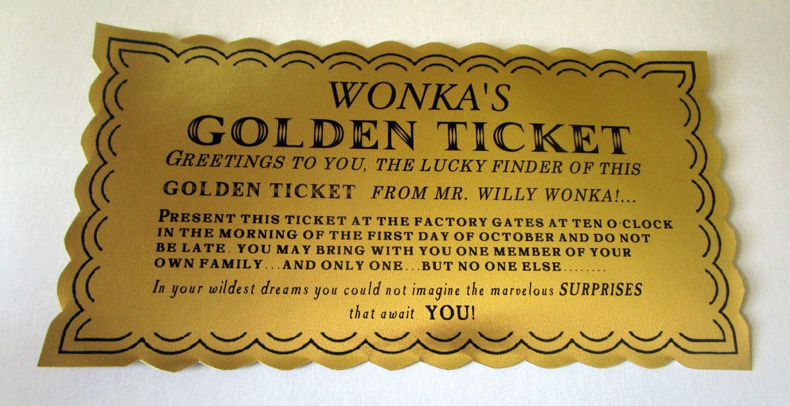 Chocolate Factory Golden Ticket Prop Replica classic - Etsy