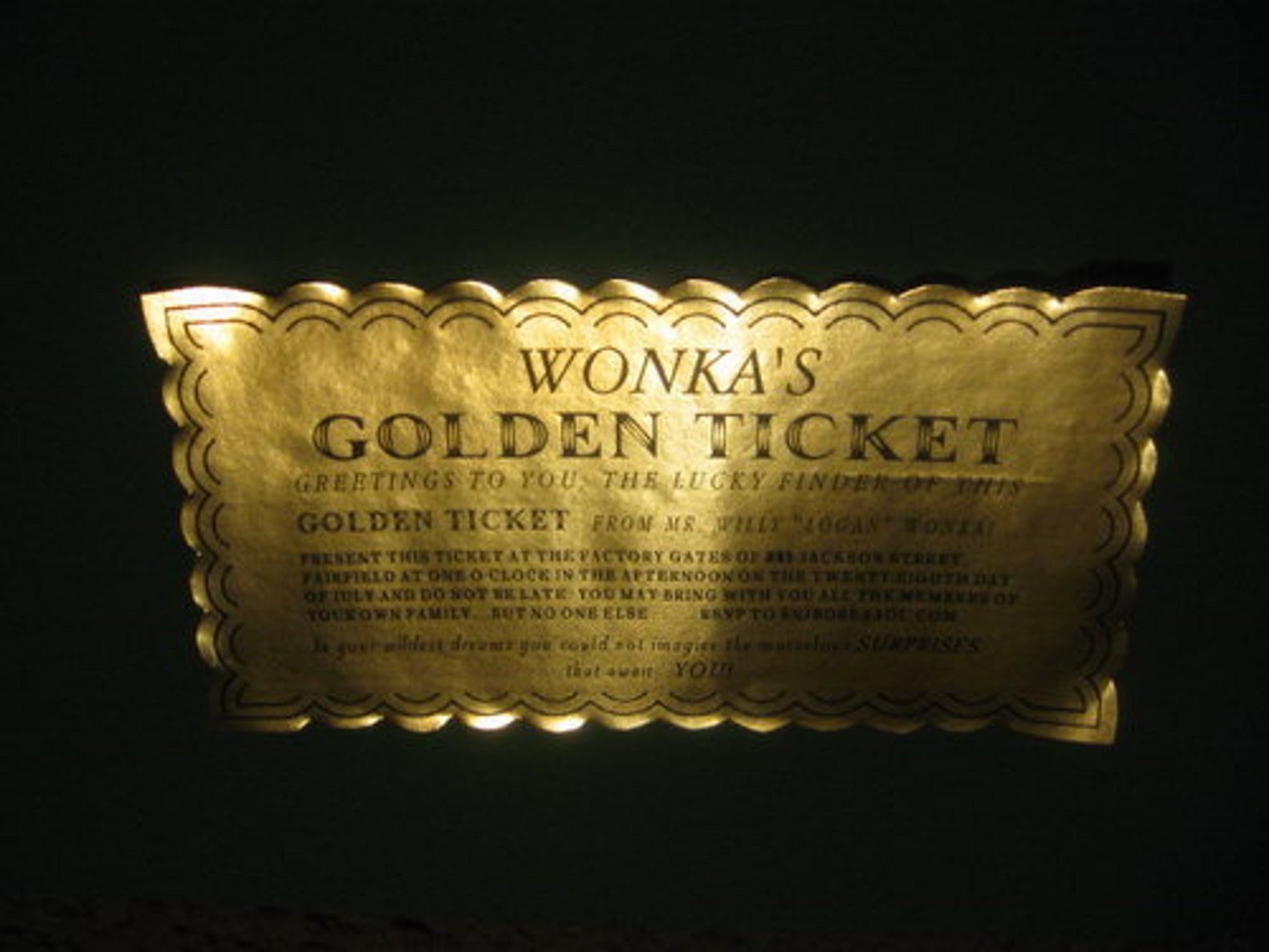 Chocolate Factory Golden Ticket Prop Replica classic - Etsy