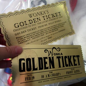 Custom Chocolate Factory Golden Ticket & Bar Prop Replica Set (vintage ...