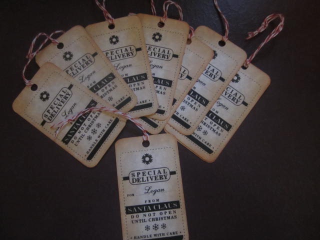 10 Antiqued Personalized Gift Tags from Santa Claus | Etsy