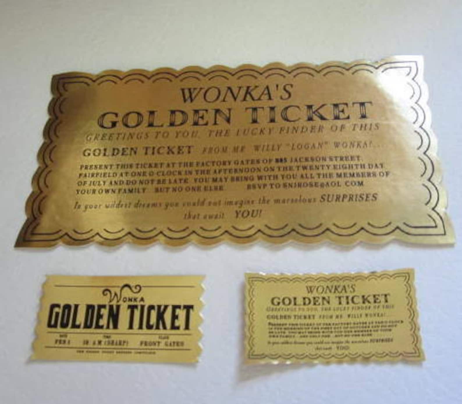 Set of 2 Mini Chocolate Factory Golden Tickets for 18 - Etsy