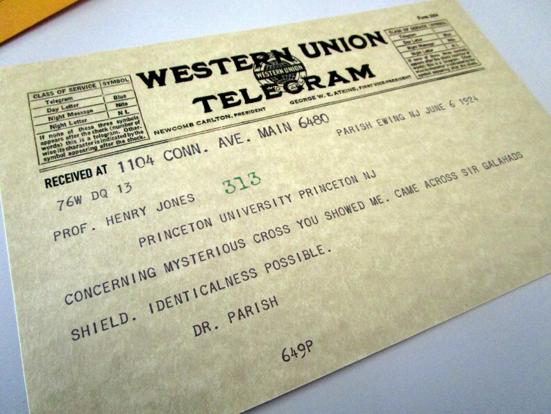 Indiana Jones 1924 Telegram Replica Prop - Etsy
