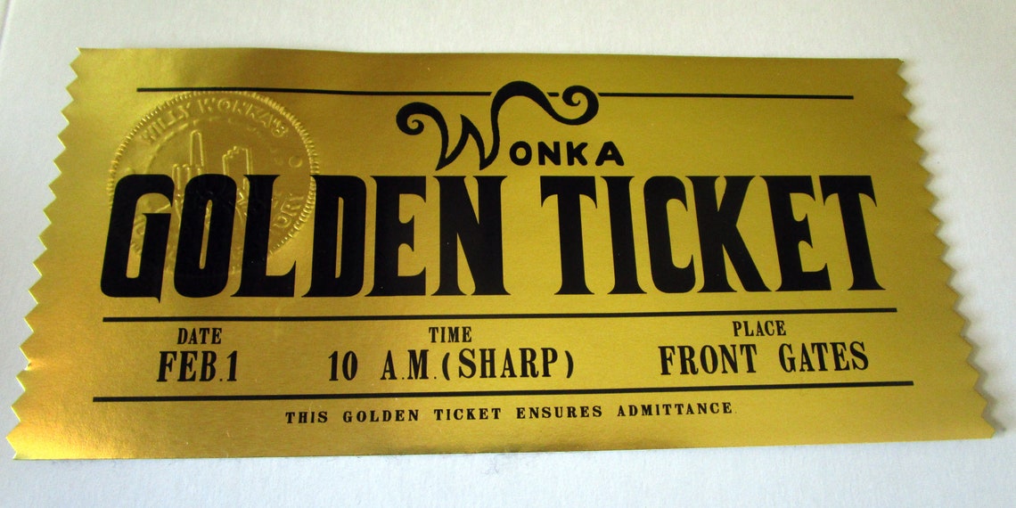 Chocolate Factory Golden Ticket Custom Prop Replica modern - Etsy