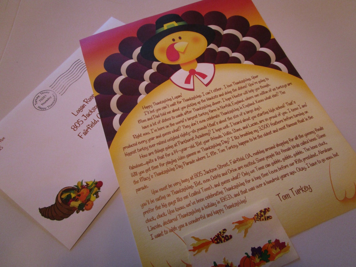 Letter From Tom Turkey for Thanksgiving - Etsy