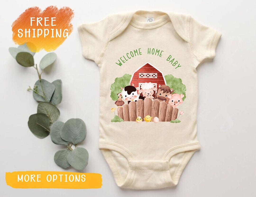 Barnyard Baby Onesie, Welcome Home Design, Newborn Outfit, Farm Animal ...
