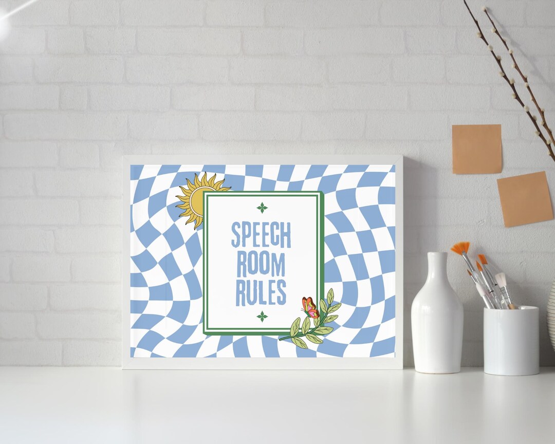 5 (17" X 11") Speech Room Rules Posters - Aesthetic Retro Fun Wall ...