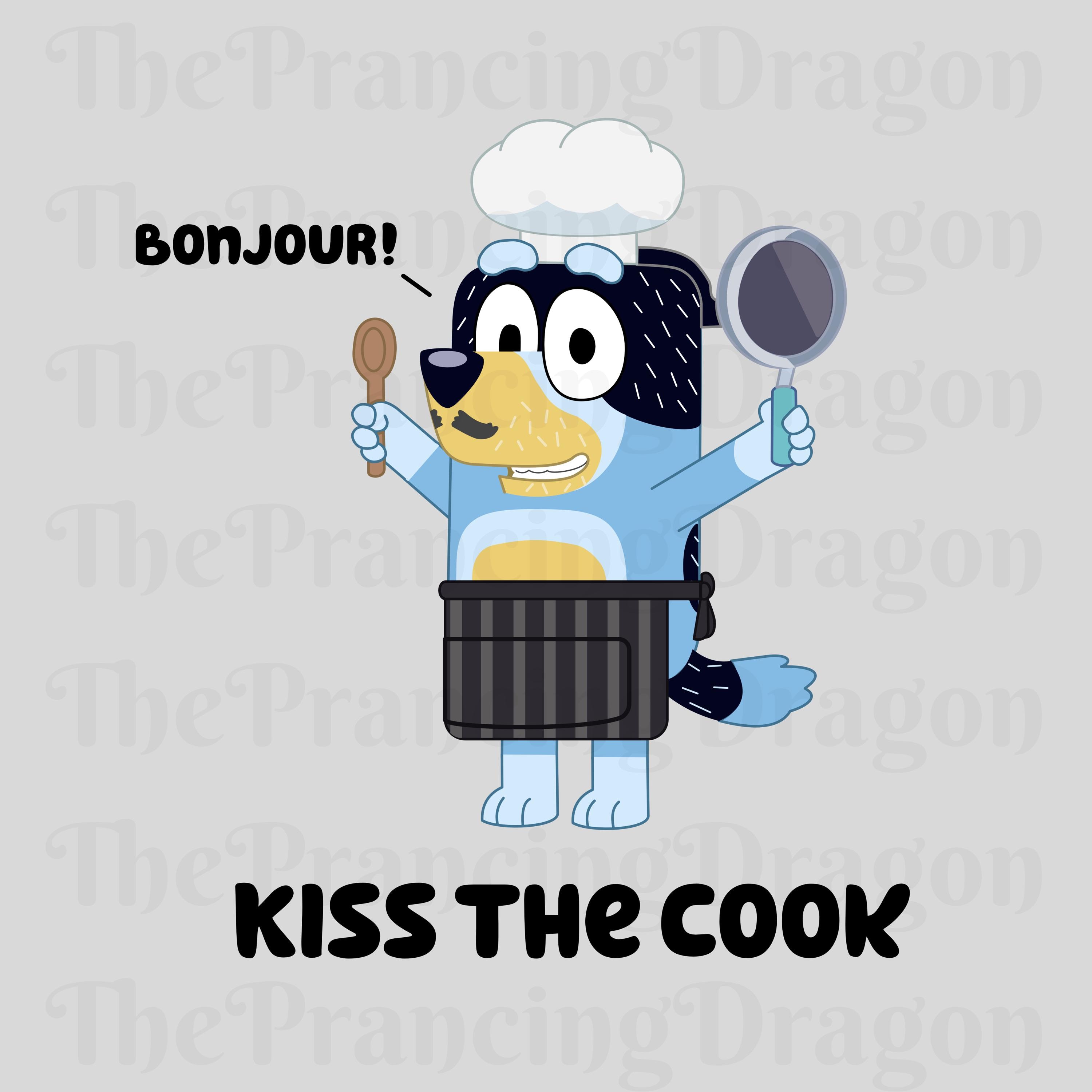 Bluey Bandit Design for T-shirts Aprons Chef Fathers Day Kiss the Cook ...