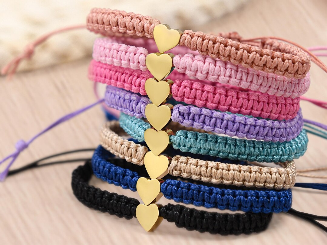 Mommy and Me Heart Braided Bracelets, Adjustable Handmade Comfort ...