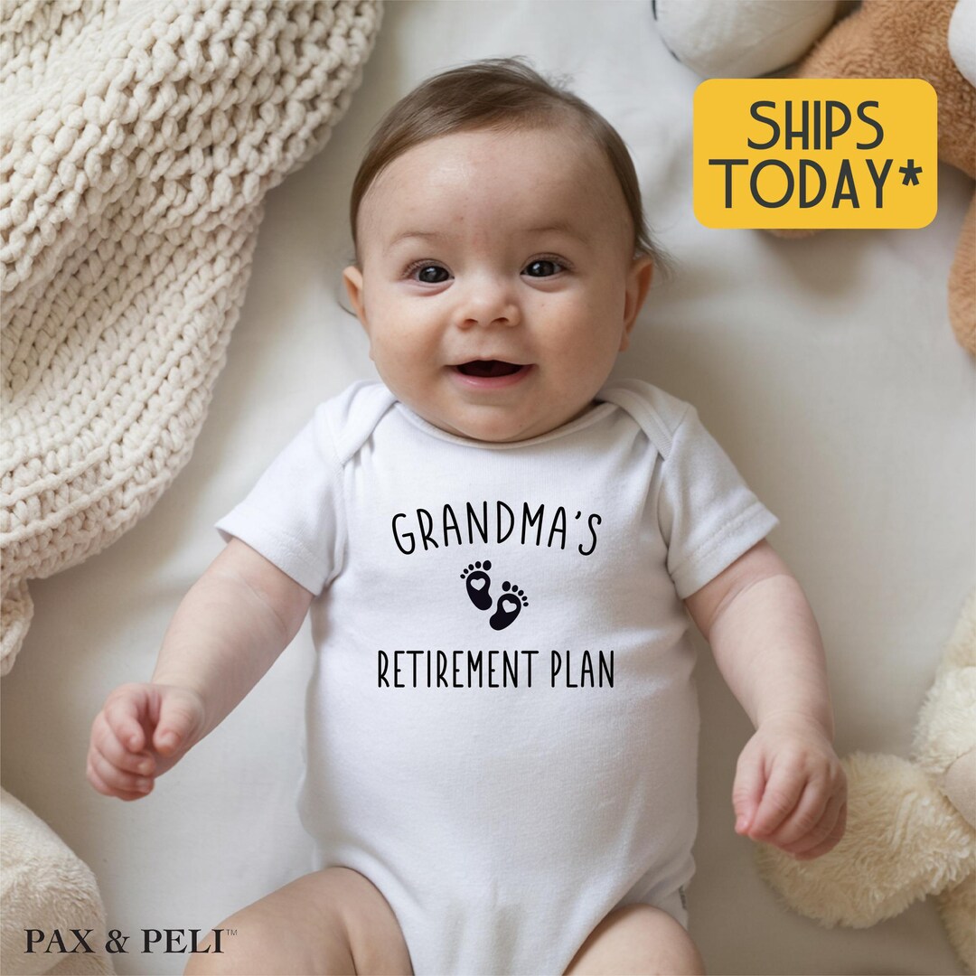Grandma's Retirement Plan Onesie® Brand: Funny Baby Bodysuit, Pregnancy ...