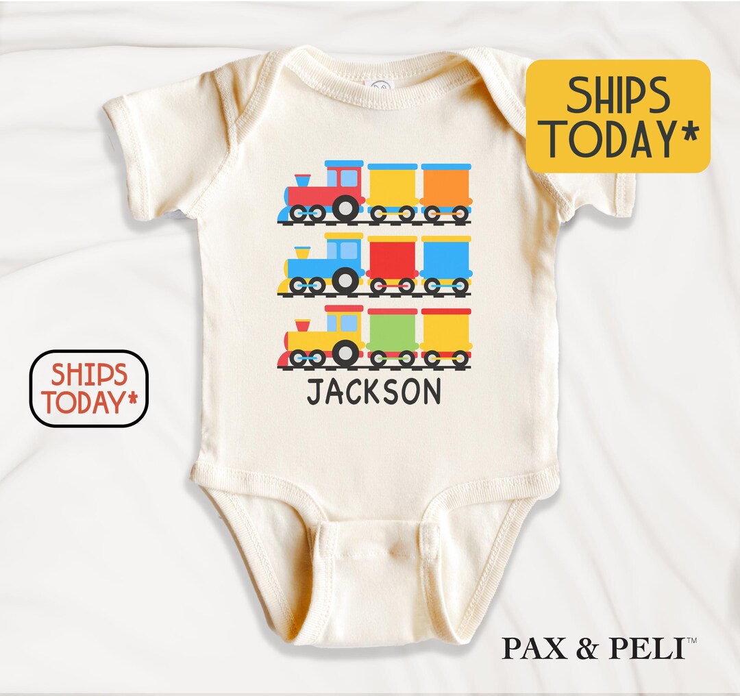 Custom Train Birthday Onesie: Personalized Baby Boy Outfit ( V15093 ...