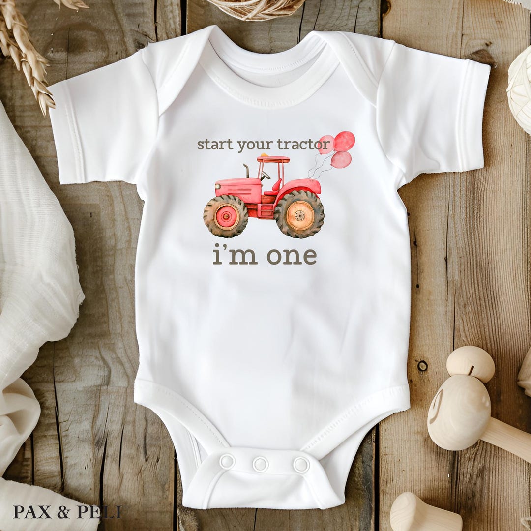 Red Tractor First Birthday Onesie® Brand - Farm Theme ( C36454 ) - Etsy