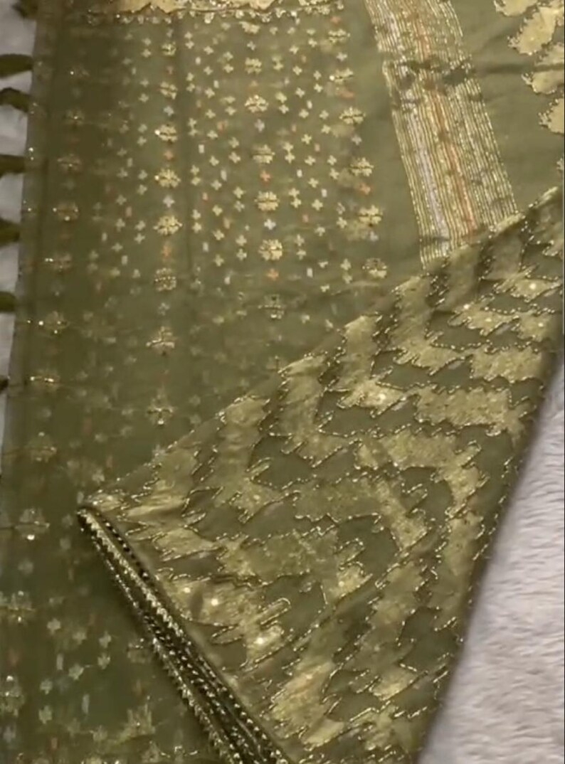 Halfsilk Dhakai Jamdani With Karchupi Work - Etsy