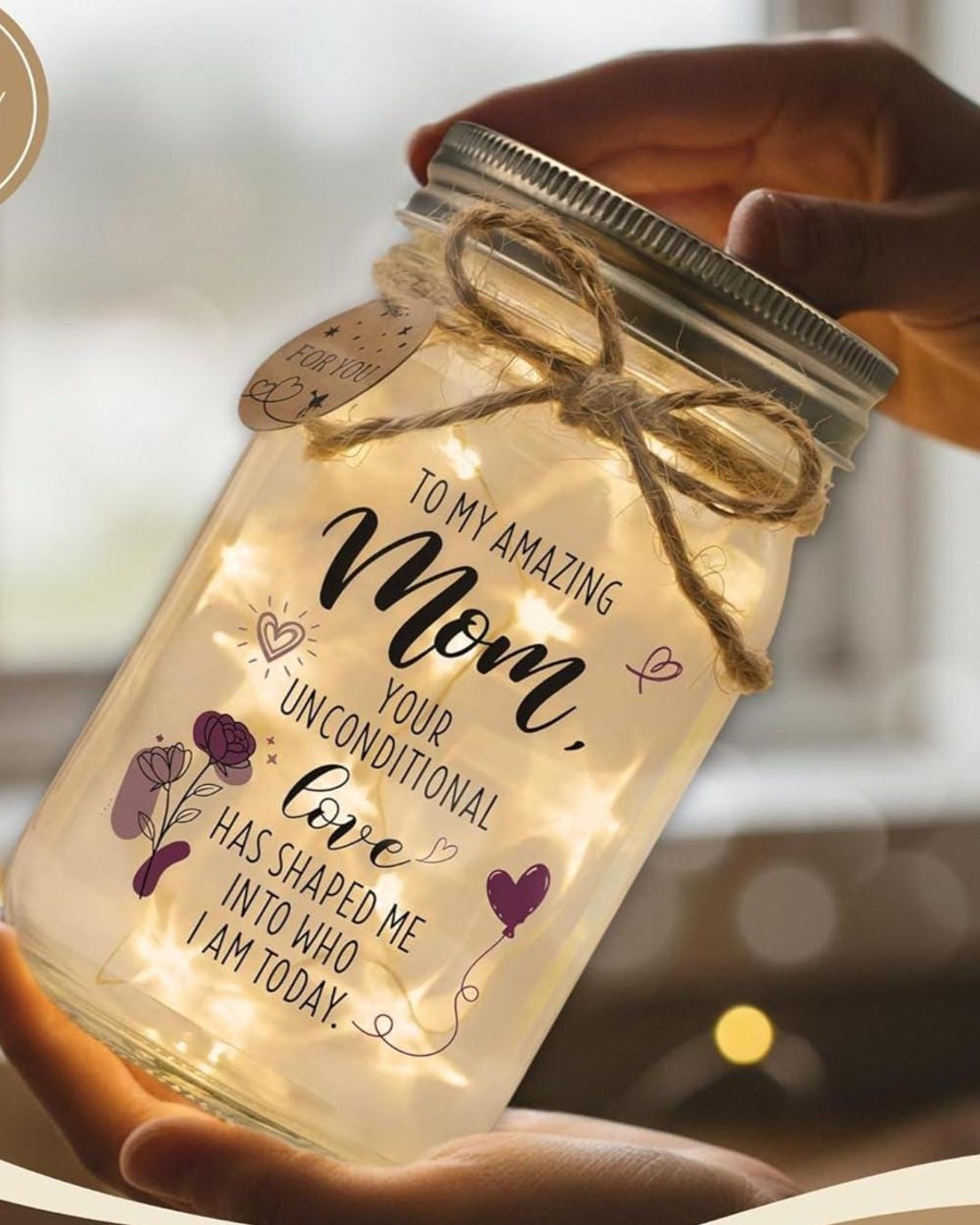Mom Mason Jar Gift – Sentimental Quote Lighted Keepsake for Mother's ...