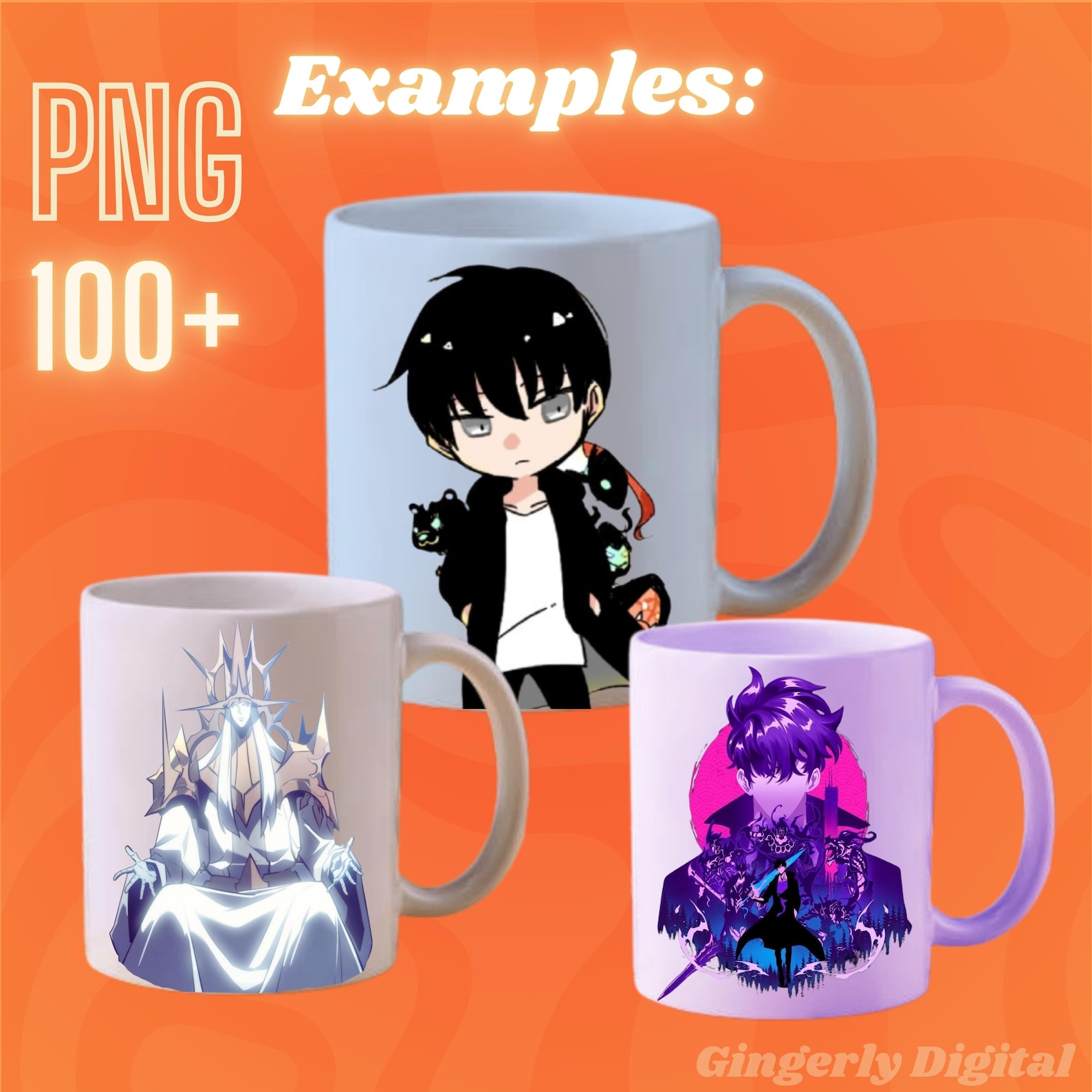 Solo Leveling Inspired PNG BUNDLE 100+ Chibi Anime Manga Manhwa Game ...