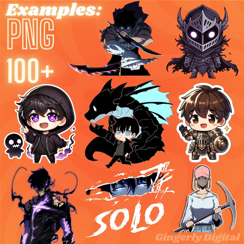 Solo Leveling Inspired PNG BUNDLE 100+ Chibi Anime Manga Manhwa Game ...
