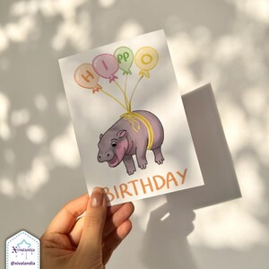 Printable Hippo Birthday, Greeting Card PDF, JPEG 10x15cm/4x6 In/a6 Moo ...